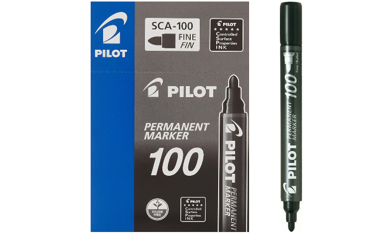 Pilot 100 Permanent Marker Bullet Tip Box of 12 Black | Dr Pen