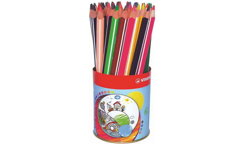 Triangular Colouring Pencil - STABILO Trio thick - Tin of 38 - Assorted ...