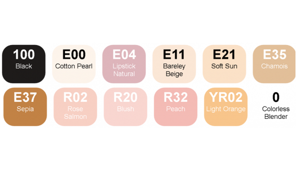 Copic Sketch Skin Tones 12 Piece Set | Dr Pen
